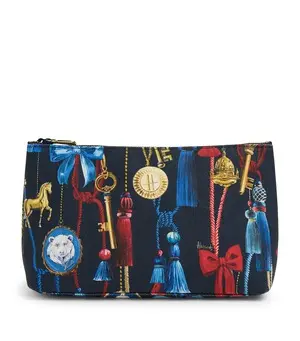 Harrods Medium Canvas Tassel Wash Bag - Navy