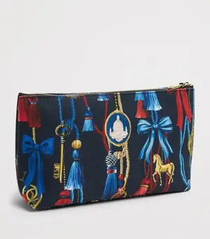 Harrods Medium Canvas Tassel Wash Bag - Navy