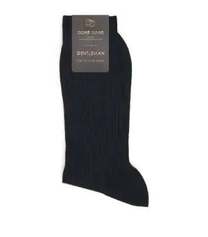 DORE DORE Mercerised Cotton Ribbed Socks - Navy