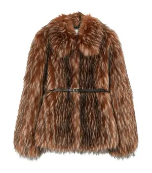 Marina Rinaldi Faux Fur Belted Coat - Beige