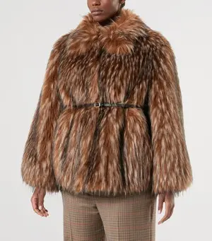 Marina Rinaldi Faux Fur Belted Coat