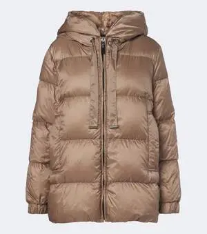 Max Mara Hooded Quilted Down Jacket - Brown