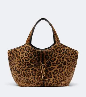 Saint Laurent Icare Leopard-print Calf Hair Shopper - Brown