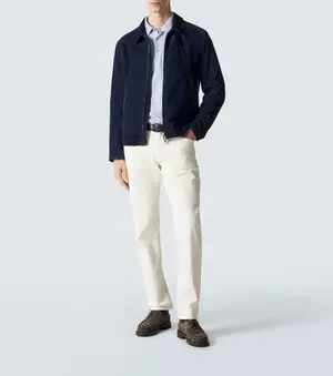 Brioni Navy Suede Blouson Jacket