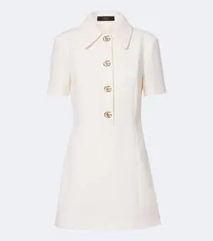 Gucci Double G Wool Crêpe Polo Dress - White