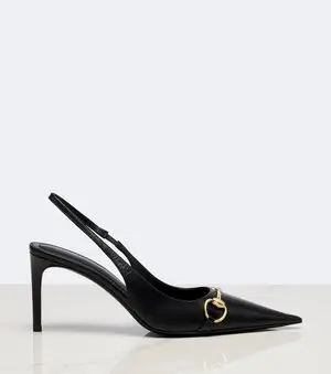 Gucci Donna Horsebit Leather Slingback Pumps