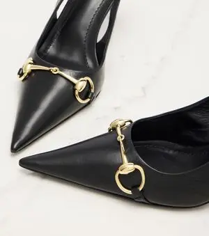 Gucci Donna Horsebit Leather Slingback Pumps