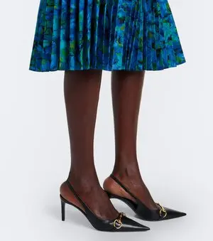 Gucci Donna Horsebit Leather Slingback Pumps