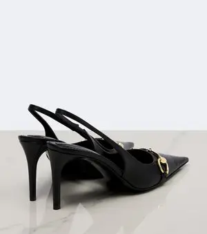 Gucci Donna Horsebit Leather Slingback Pumps