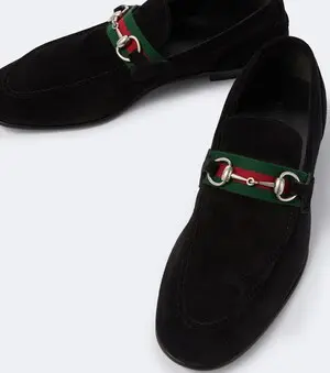 Gucci Como Horsebit Suede Loafers