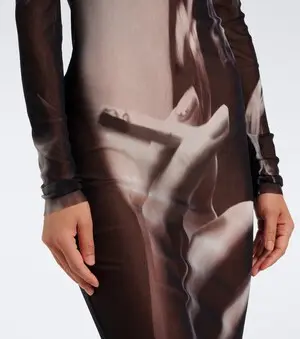 JEAN PAUL GAULTIER Printed Mesh Maxi Dress
