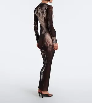 JEAN PAUL GAULTIER Printed Mesh Maxi Dress