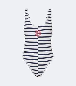 JEAN PAUL GAULTIER Logo Striped Swimsuit - Blue