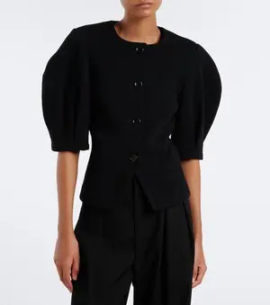 Max Mara Jersey Jacquard Puff Sleeve Jacket