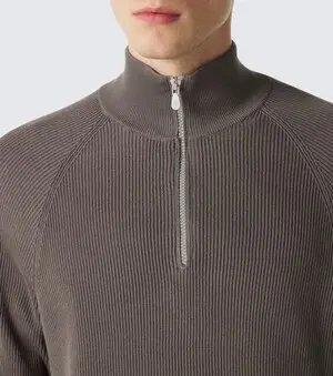 Brunello Cucinelli Ribbed-knit Half-zip Cotton Sweater