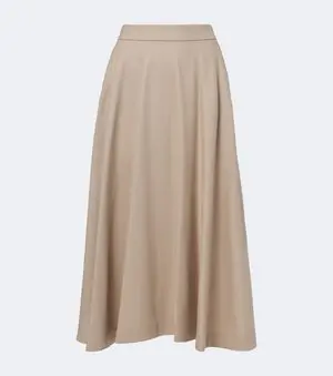 Max Mara Wool Midi Skirt Beige