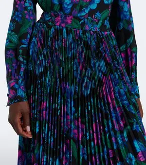 Gucci Floral Pleated Silk Midi Skirt