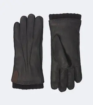 Canali Cashmere-trimmed Leather Gloves - Black