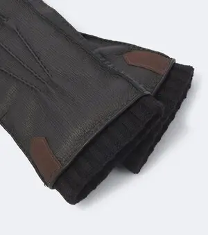 Canali Cashmere-trimmed Leather Gloves - Black