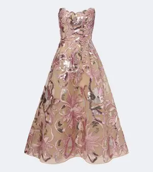Elie Saab Embellished Tulle Bustier Dress - Pink