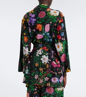 Gucci Flora Belted Silk Crêpe De Chine Shirt