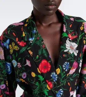Gucci Flora Belted Silk Crepe De Chine Shirt