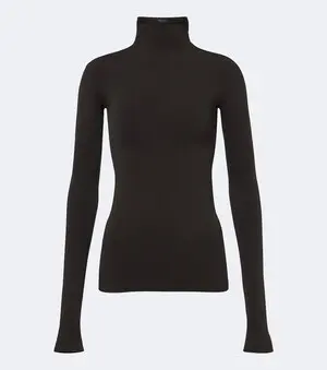 Gucci Jersey Turtleneck Top - Brown
