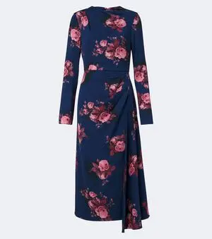 Erdem Floral Cady Midi Dress - Blue