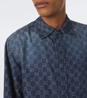 Gucci Gg Cotton Chambray Jacquard Shirt