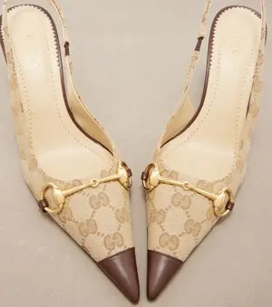 Gucci Donna Gg Canvas Slingback Pumps