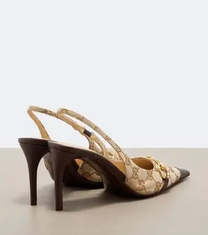 Gucci Donna Gg Canvas Slingback Pumps - Brown