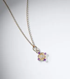FOUNDRAE Resilience Blossom Necklace In 18kt Yellow With Diamonds And Amethysts