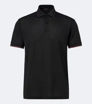 Gucci Web Stripe Silk Jersey Polo Shirt - Black