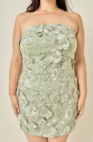 Endless Rose Floral Embroidered Strapless Minidress