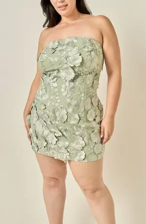 Endless Rose Floral Embroidered Strapless Minidress