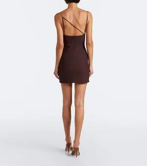 NENSI DOJAKA Ruched Jersey Minidress With Tulle Trim