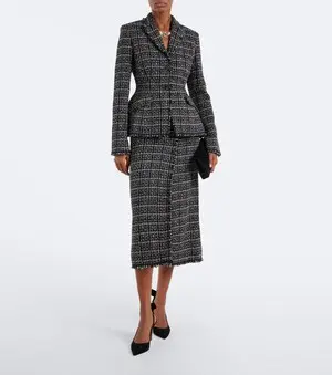 Erdem Checked Cotton-blend Tweed Maxi Skirt