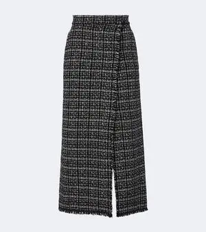 Erdem Checked Cotton-blend Tweed Pencil Skirt - Black