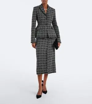 Erdem Checked Cotton-blend Tweed Pencil Skirt
