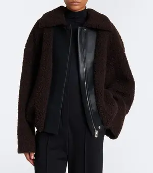 Sportmax Leather-trimmed Teddy Jacket