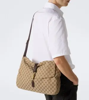 Gucci Jackie Flap Large Gg Canvas Shoulder Bag