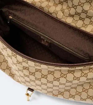 Gucci Jackie Flap Large Gg Canvas Shoulder Bag