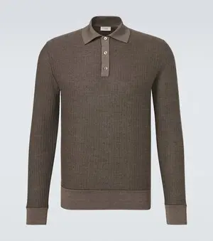 Agnona Wool And Silk Polo Sweater - Brown