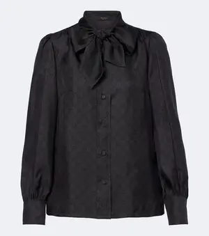 Gucci Gg Tie-neck Silk Twill Blouse