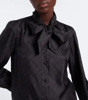Gucci Gg Tie-neck Silk Twill Blouse