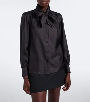 Gucci Gg Tie-neck Silk Twill Blouse
