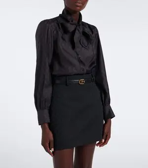 Gucci Gg Tie-neck Silk Blouse