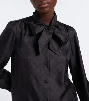 Gucci Gg Tie-neck Silk Blouse