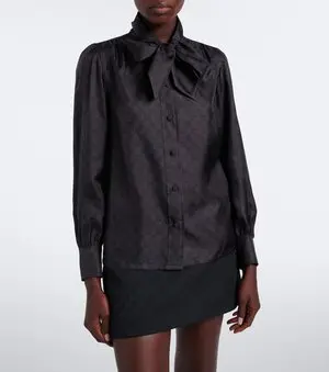 Gucci Gg Tie-neck Silk Blouse