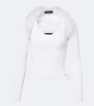 Gucci Ribbed Knit Shrug And Tank Set - White